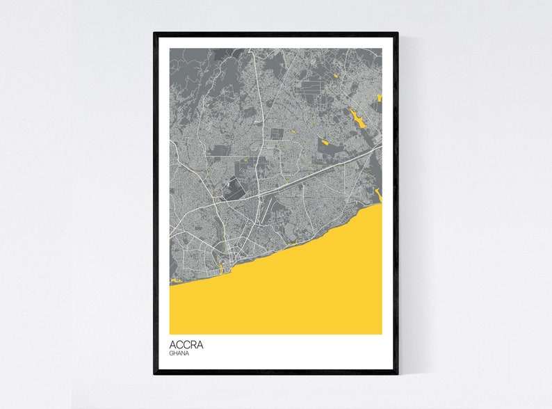 Accra Ghana Map Art Print Many Styles Art Quality Paper | Etsy