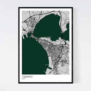 Taranto, Italy Map Art Print Many Colours 350gsm Art Quality Paper Fast ...