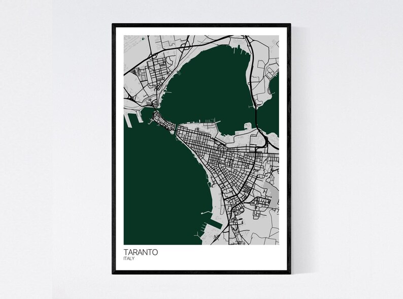 Taranto Italy Map Art Print Many Colours 350gsm Art | Etsy