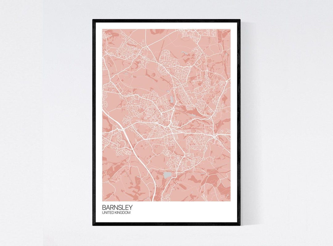 Barnsley, United Kingdom Map Print Many Colours Fast Delivery // Retro ...