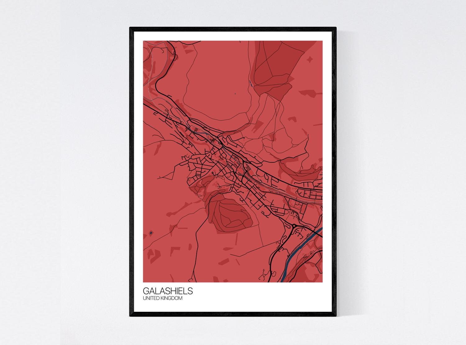 Galashiels Scotland City Map Art Print Many Styles 350gsm | Etsy