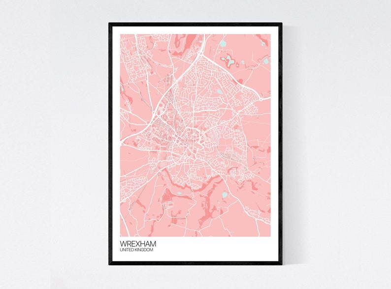 Wrexham Wales City Map Art Print Many Styles 350gsm Art - Etsy