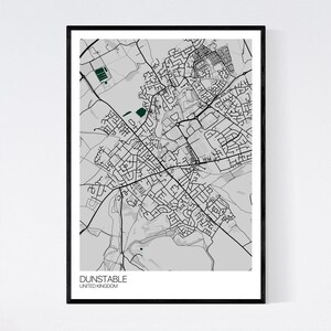 Dunstable, United Kingdom Map Print Many Colours Fast Delivery // Retro ...