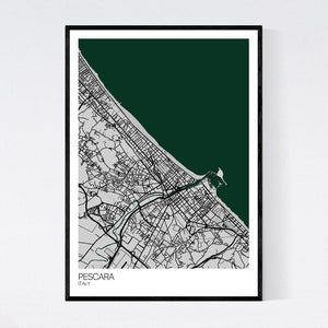 Pescara, Italy Map Art Print Many Colours 350gsm Art Quality Paper Fast ...