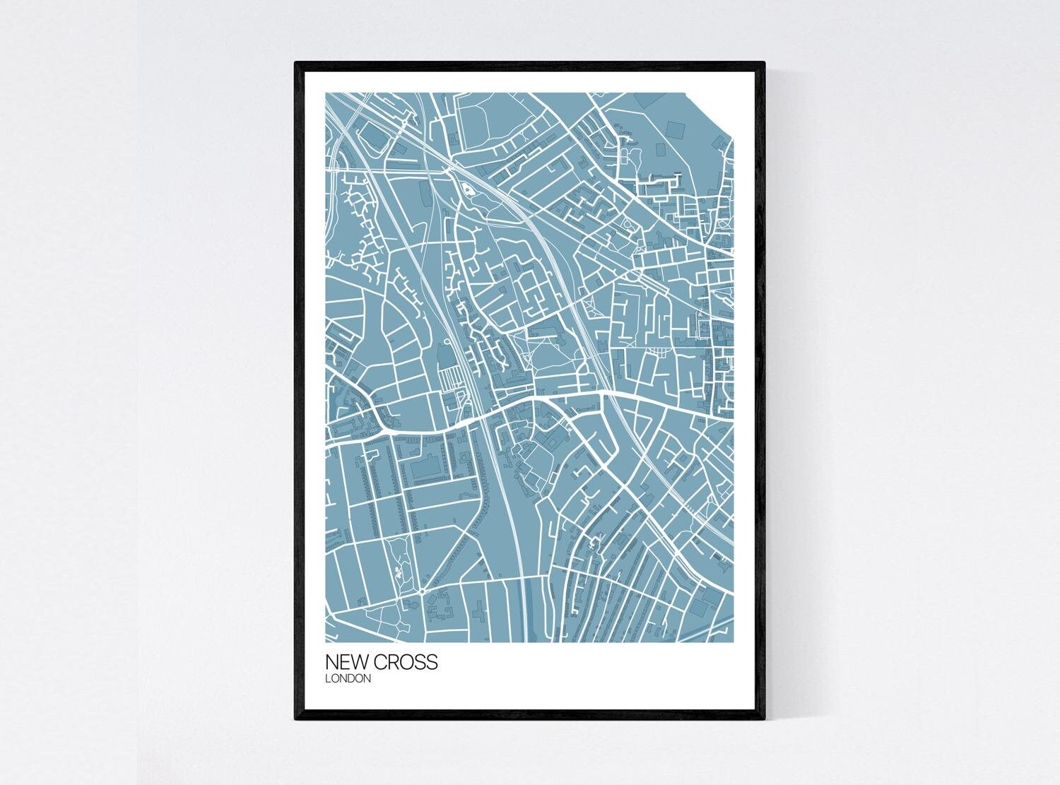 New Cross London Map Art Print Many Colours 350gsm Art - Etsy UK