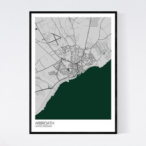 Arbroath, Scotland City Map Art Print - Many Styles - 350gsm Art ...