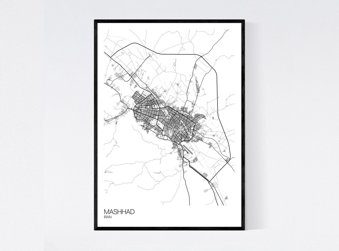 Mashhad Iran Map Art Print Many Styles Art Quality Paper - Etsy