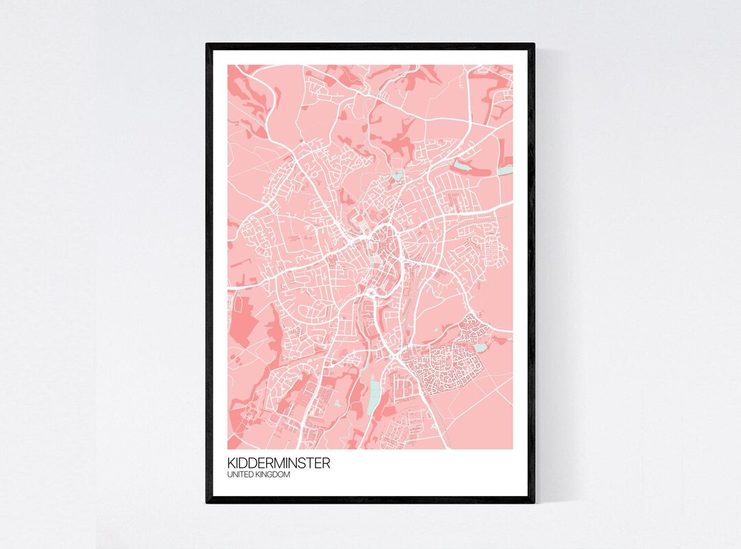 Kidderminster, United Kingdom Map Print Many Colours Fast Delivery ...