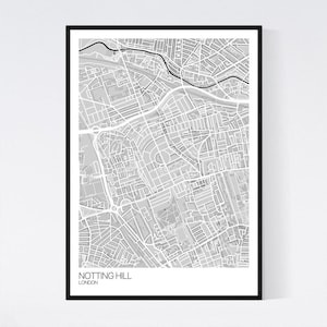 Notting Hill, London Map Art Print Many Colours 350gsm Art Quality ...