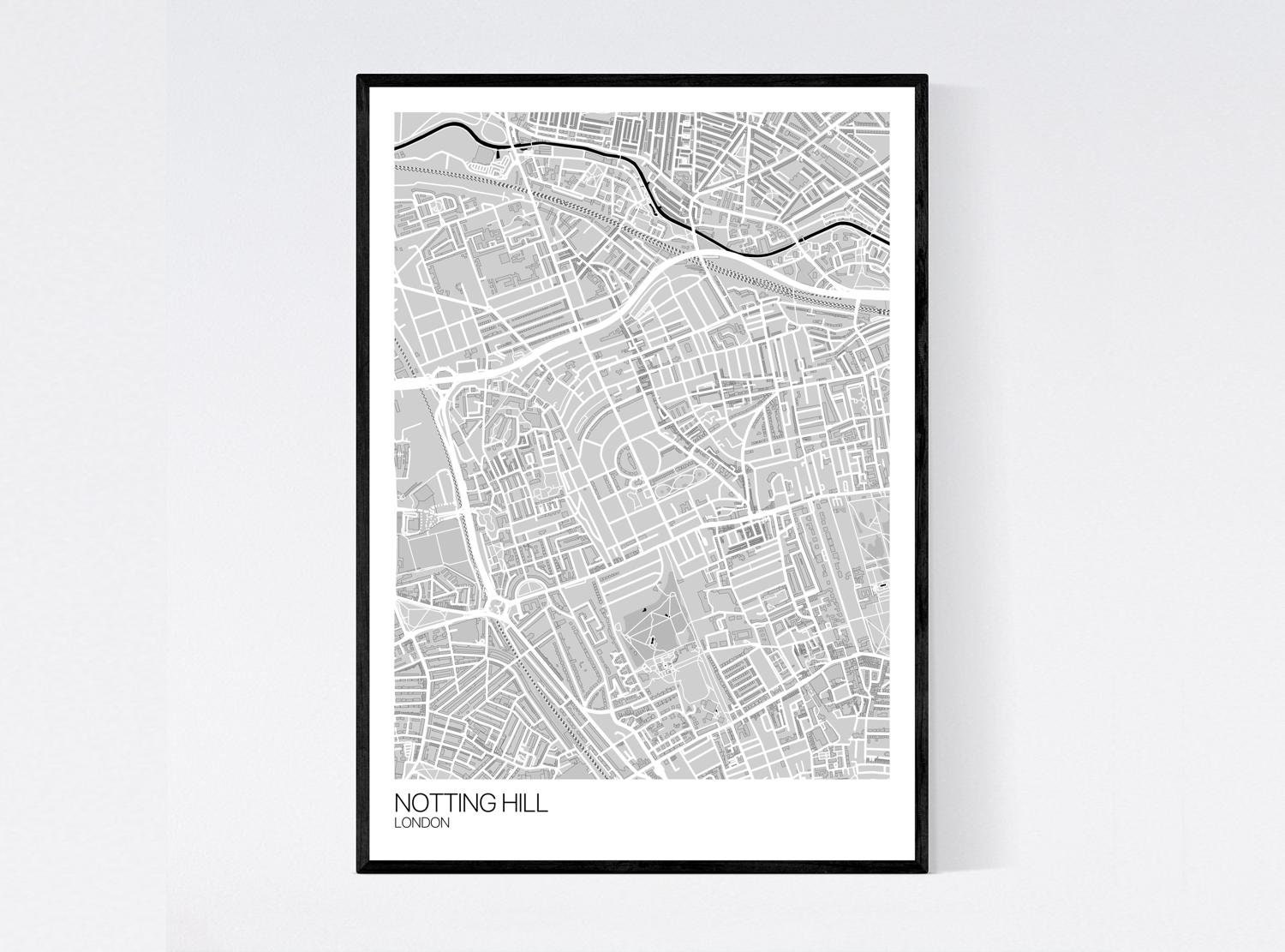 Notting Hill London Map Art Print Many Colours 350gsm Art | Etsy