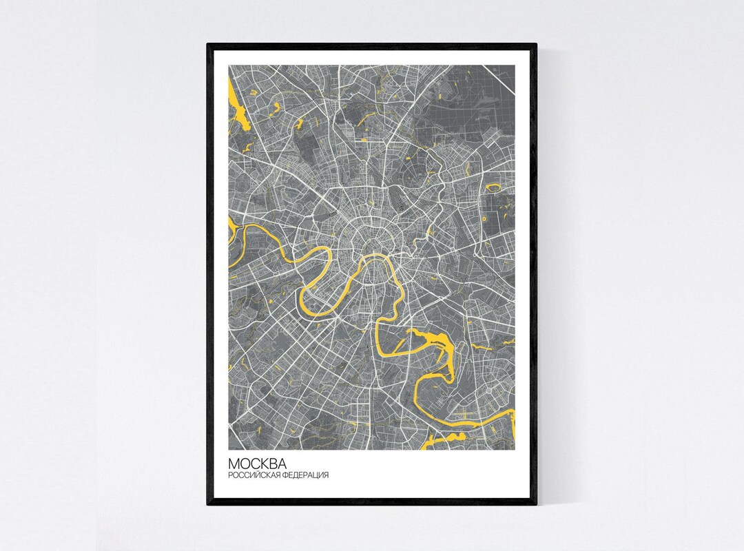 Moscow Map Print - Many Colours - Fast Delivery - Scandi // Vintage ...