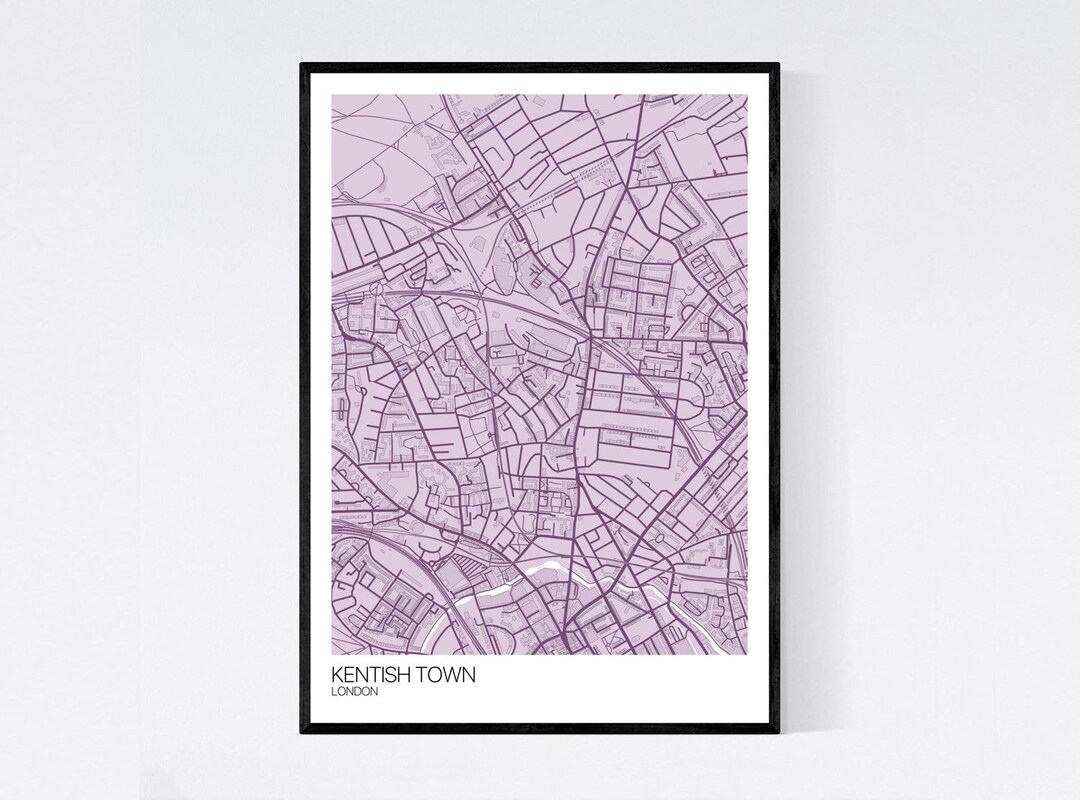 Kentish Town, London Map Art Print Many Colours 350gsm Art Quality ...