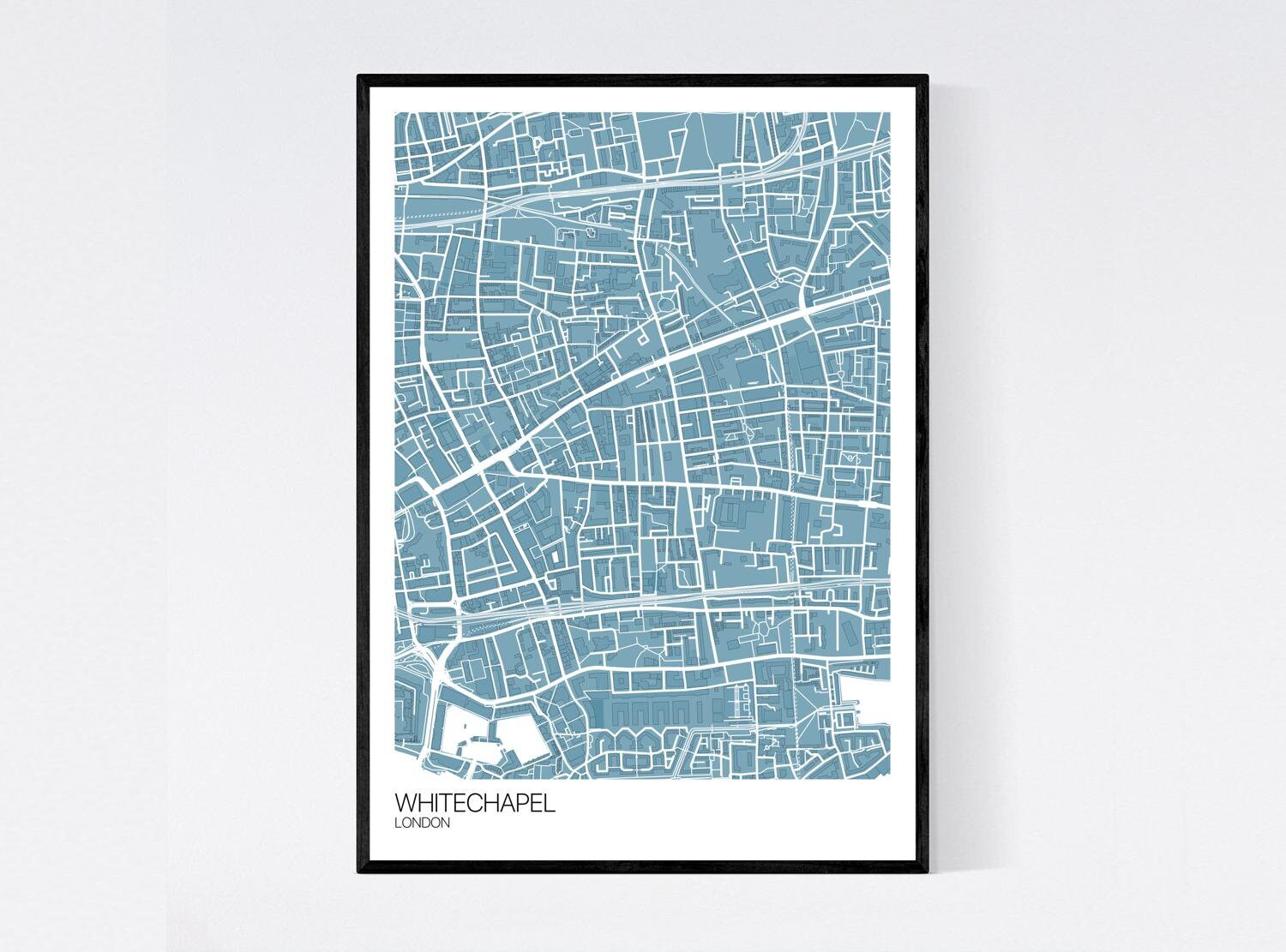 Whitechapel London Map Art Print Many Colours 350gsm Art | Etsy