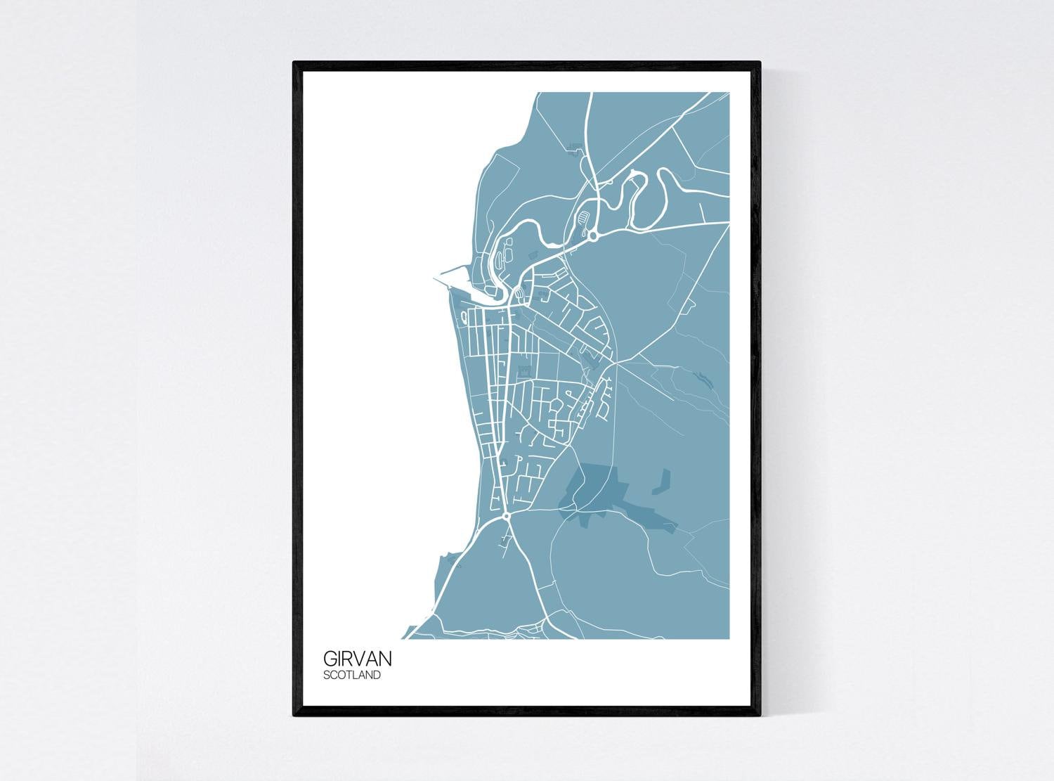 Girvan Scotland Map Art Print Many Styles 350gsm Art | Etsy