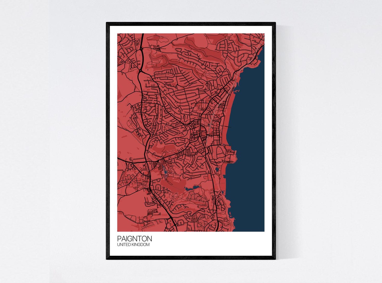Paignton Map Print Many Colours 350gsm Art Quality Paper - Etsy