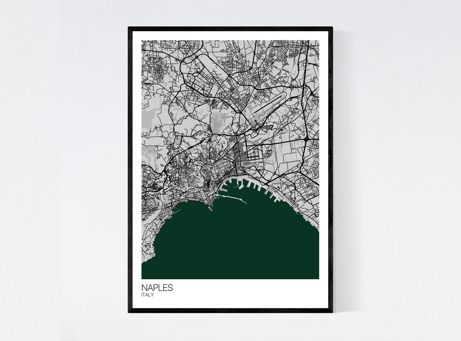 Naples Italy Map Art Print Many Colours 350gsm Art | Etsy