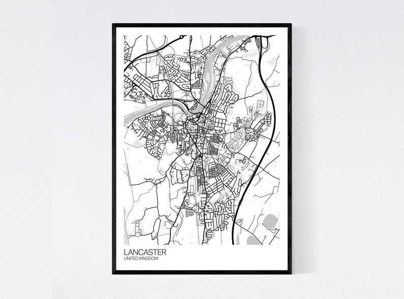 Lancaster United Kingdom Map Print Many Colours Fast - Etsy