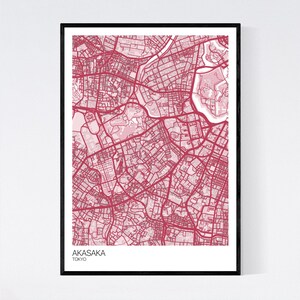 Akasaka, Tokyo, Japan Map Print Many Colours Fast Delivery Scandi ...