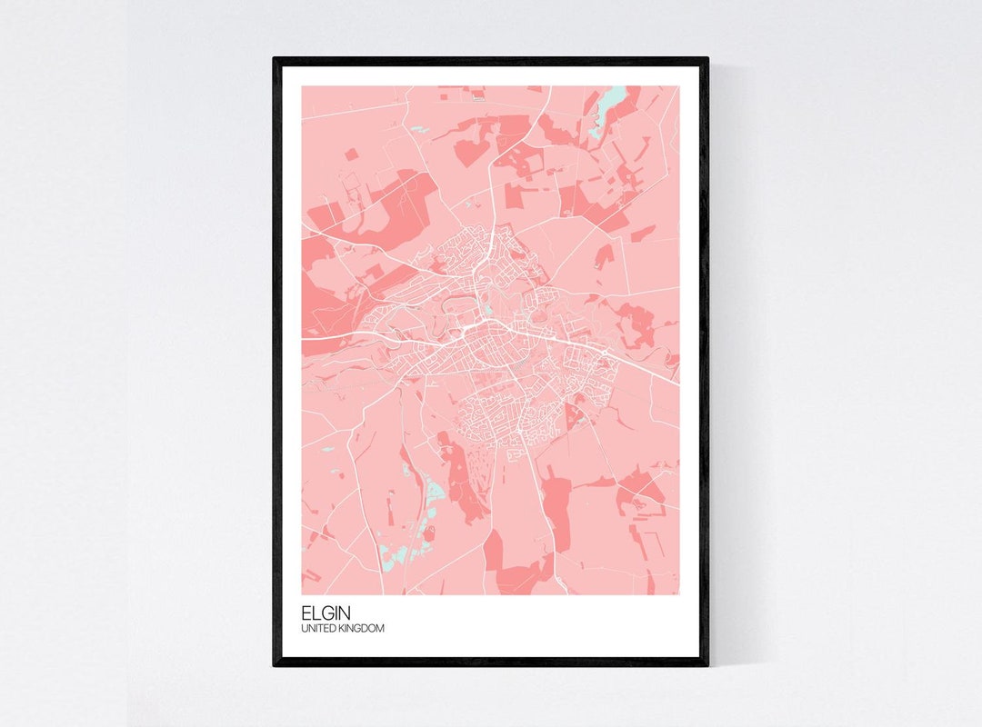 Elgin, Scotland City Map Art Print Many Styles 350gsm Art Quality Paper ...