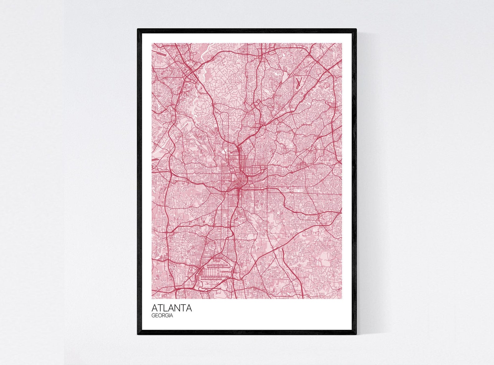 Atlanta Georgia Map Print Many Colours Printed on Art | Etsy