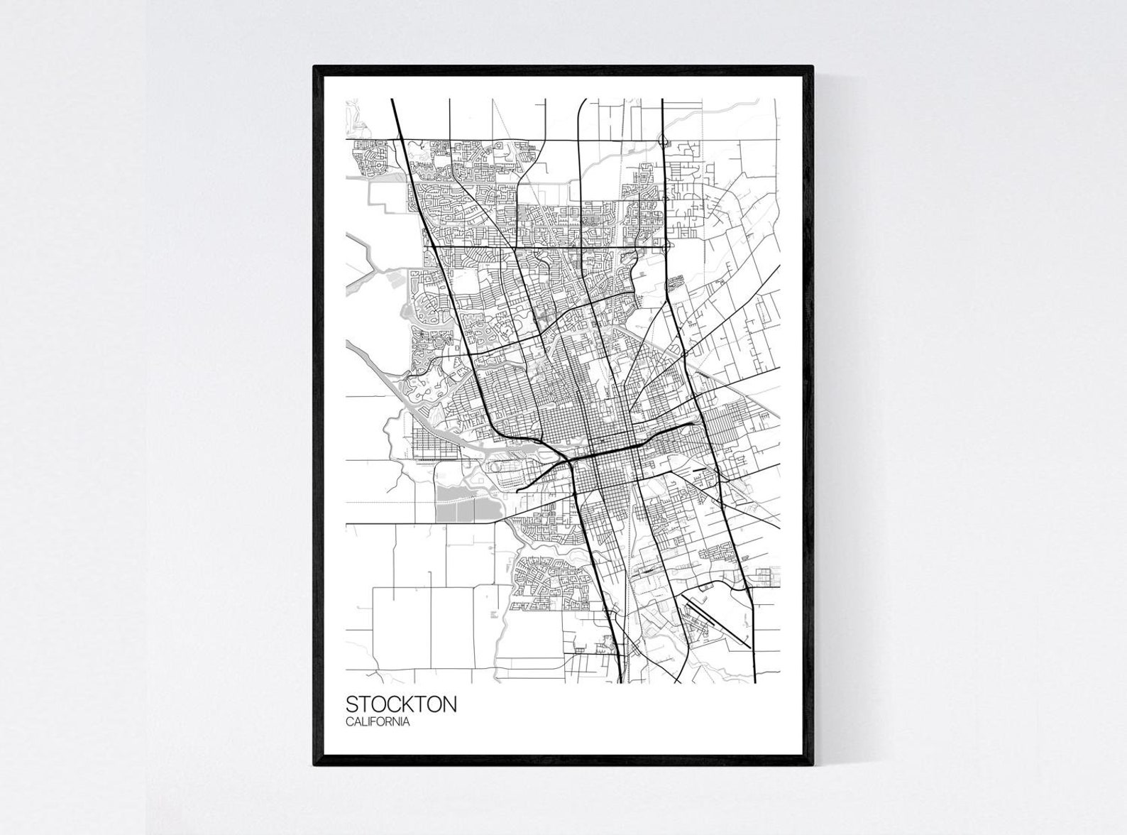 Stockton California Map Print Many Colours Printed on Art | Etsy