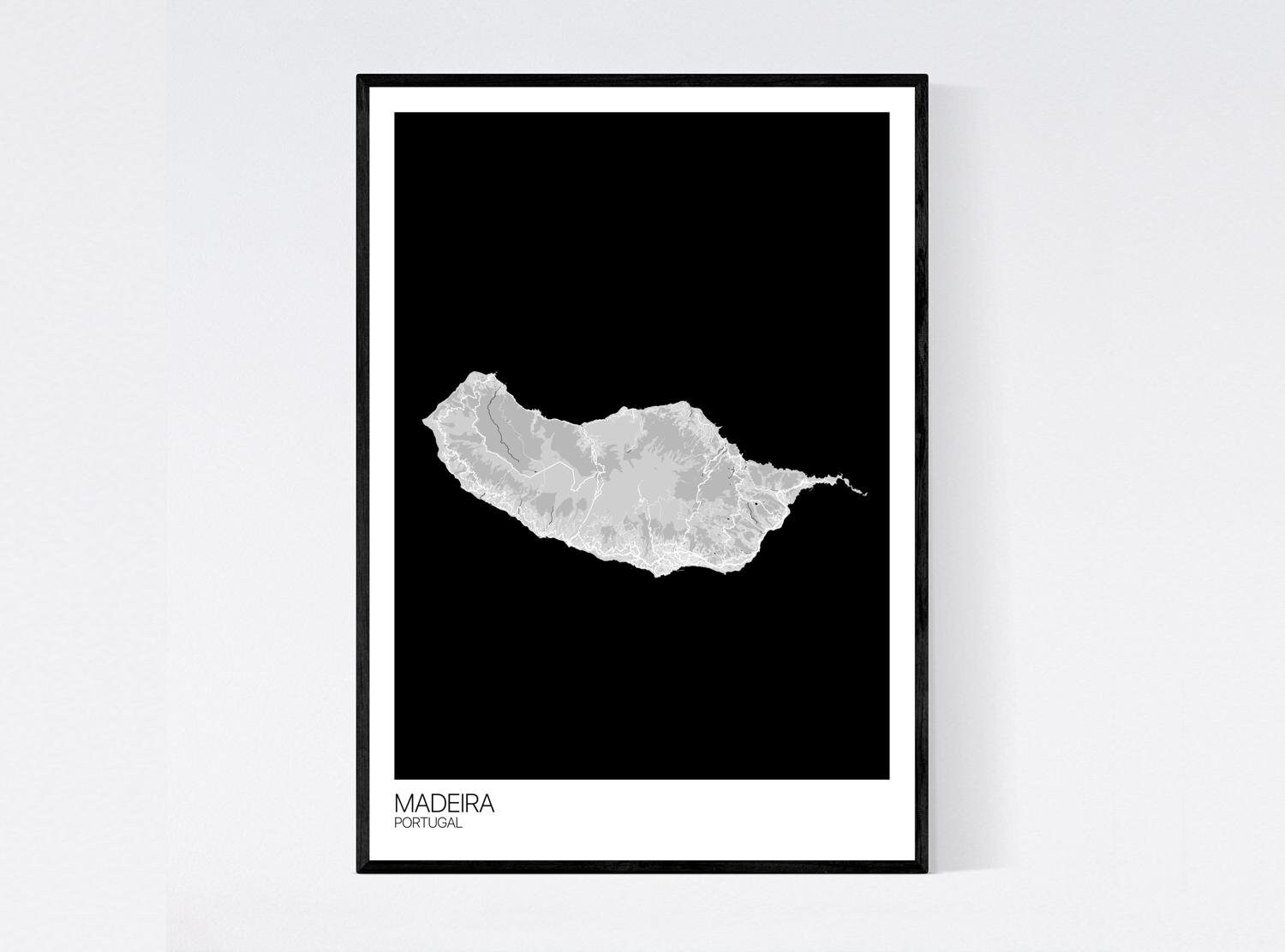 Madeira Portugal Island Map Art Print Many Colours 350gsm | Etsy UK
