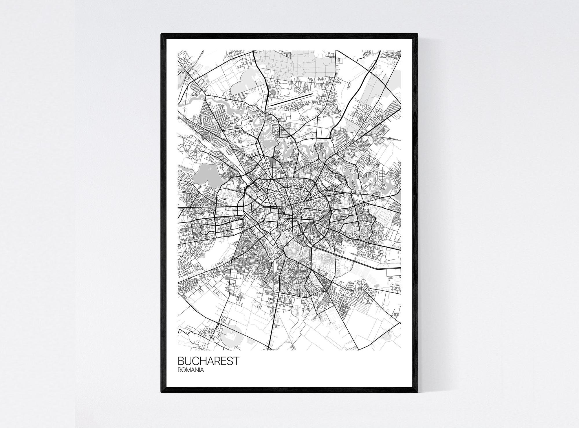 Bucharest Romania Map Art Print Many Styles 350gsm Art | Etsy