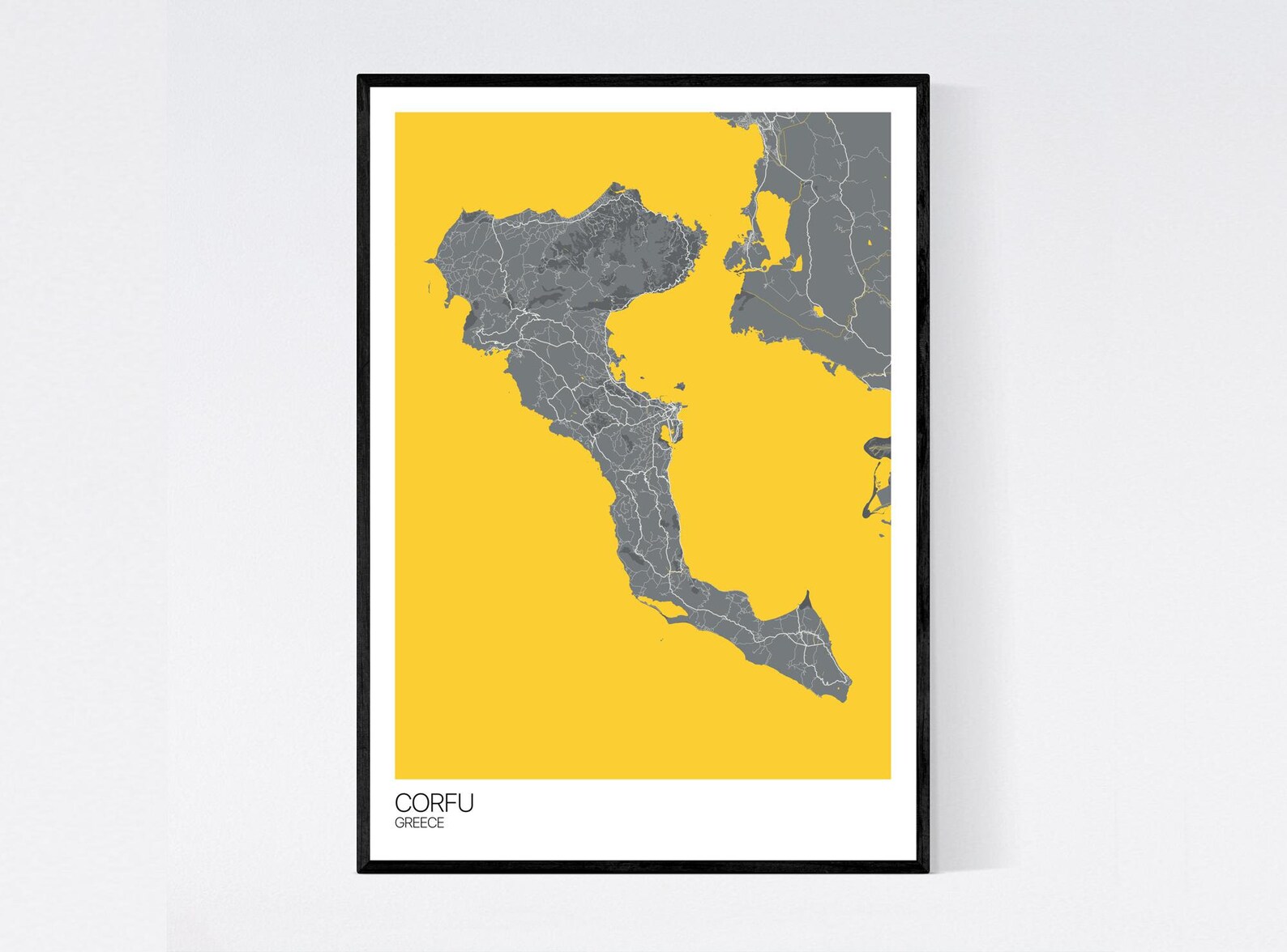 Corfu Greece Map Art Print Many Styles 350gsm Art Quality | Etsy