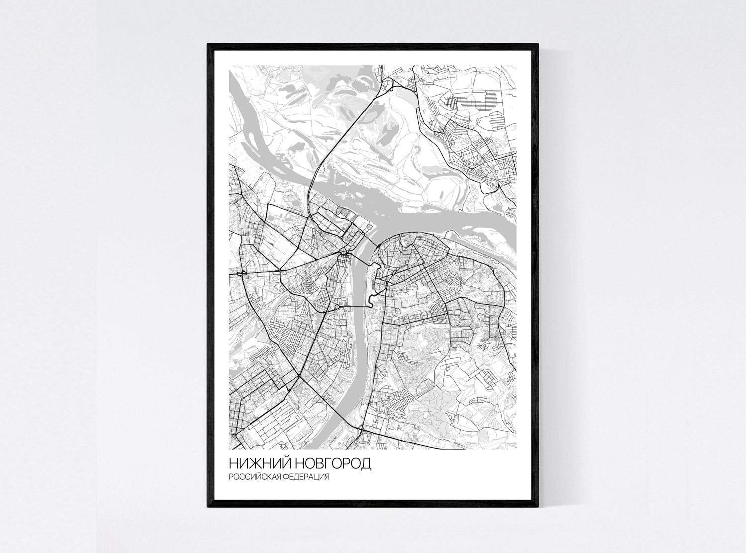 Nizhny Novgorod Map Print Many Colours Fast Delivery | Etsy