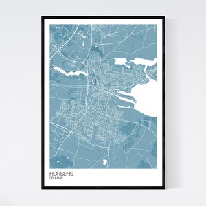 Horsens, Denmark City Map Art Print Many Colours 350gsm Art Quality ...