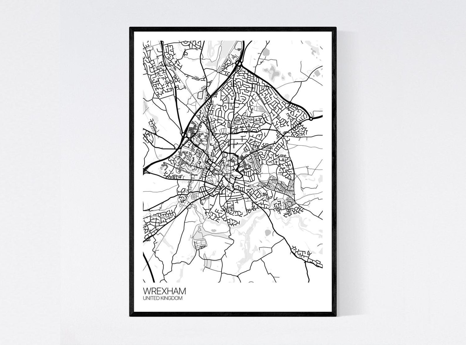 Wrexham Wales City Map Art Print Many Styles 350gsm Art - Etsy