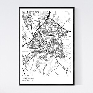 Wrexham, Wales City Map Art Print Many Styles 350gsm Art Quality Paper ...