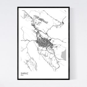 Shiraz, Iran Map Art Print Many Styles Art Quality Paper Fast Delivery ...