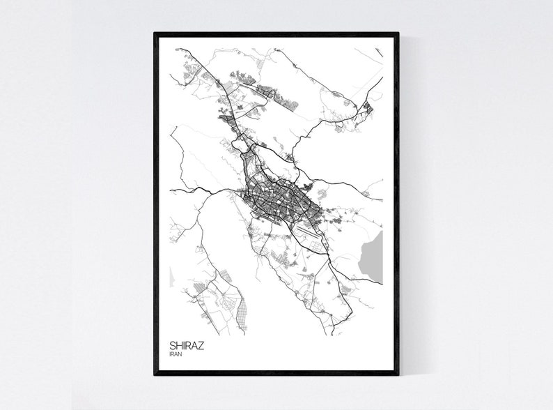 Shiraz Iran Map Art Print Many Styles Art Quality Paper - Etsy