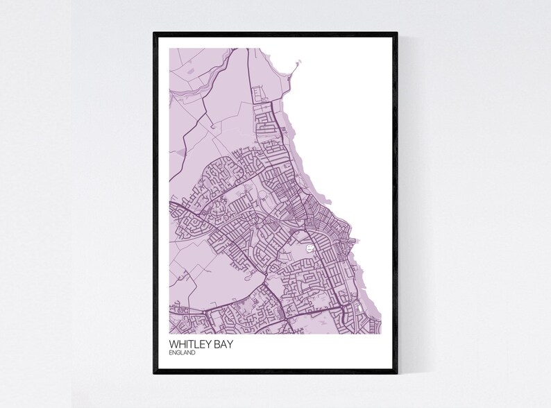 Whitley Bay England Map Art Print Many Styles 350gsm Art | Etsy