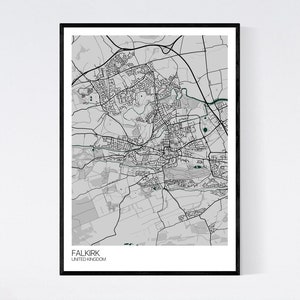 Falkirk, Scotland City Map Art Print Many Styles 350gsm Art Quality ...