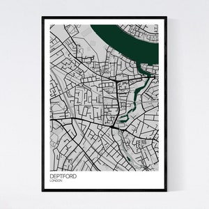 Deptford, London Map Art Print Many Colours 350gsm Art Quality Paper ...