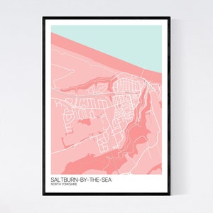 Saltburn-by-the-sea Map Art Print Many Colours 350gsm Art Quality Paper ...