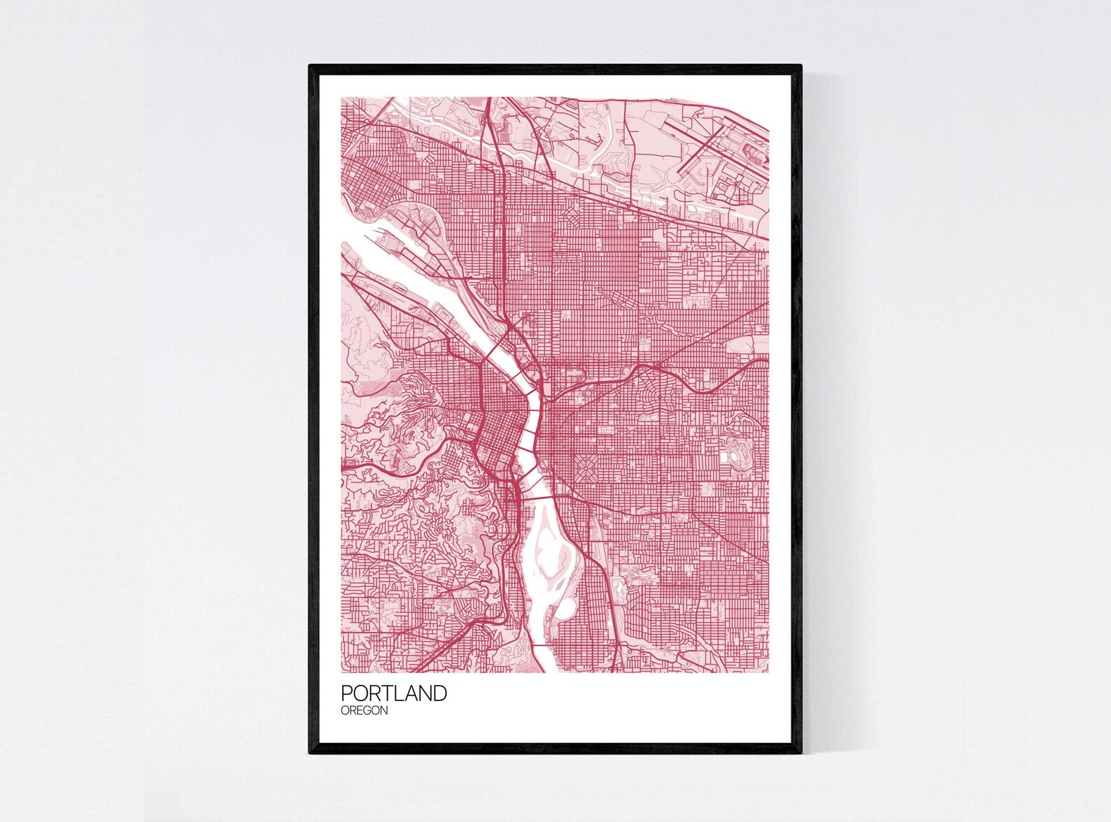 Portland Oregon Map Print Many Colours Printed on Art - Etsy