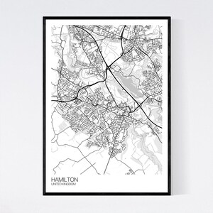 Hamilton, Scotland City Map Art Print Many Styles 350gsm Art Quality ...