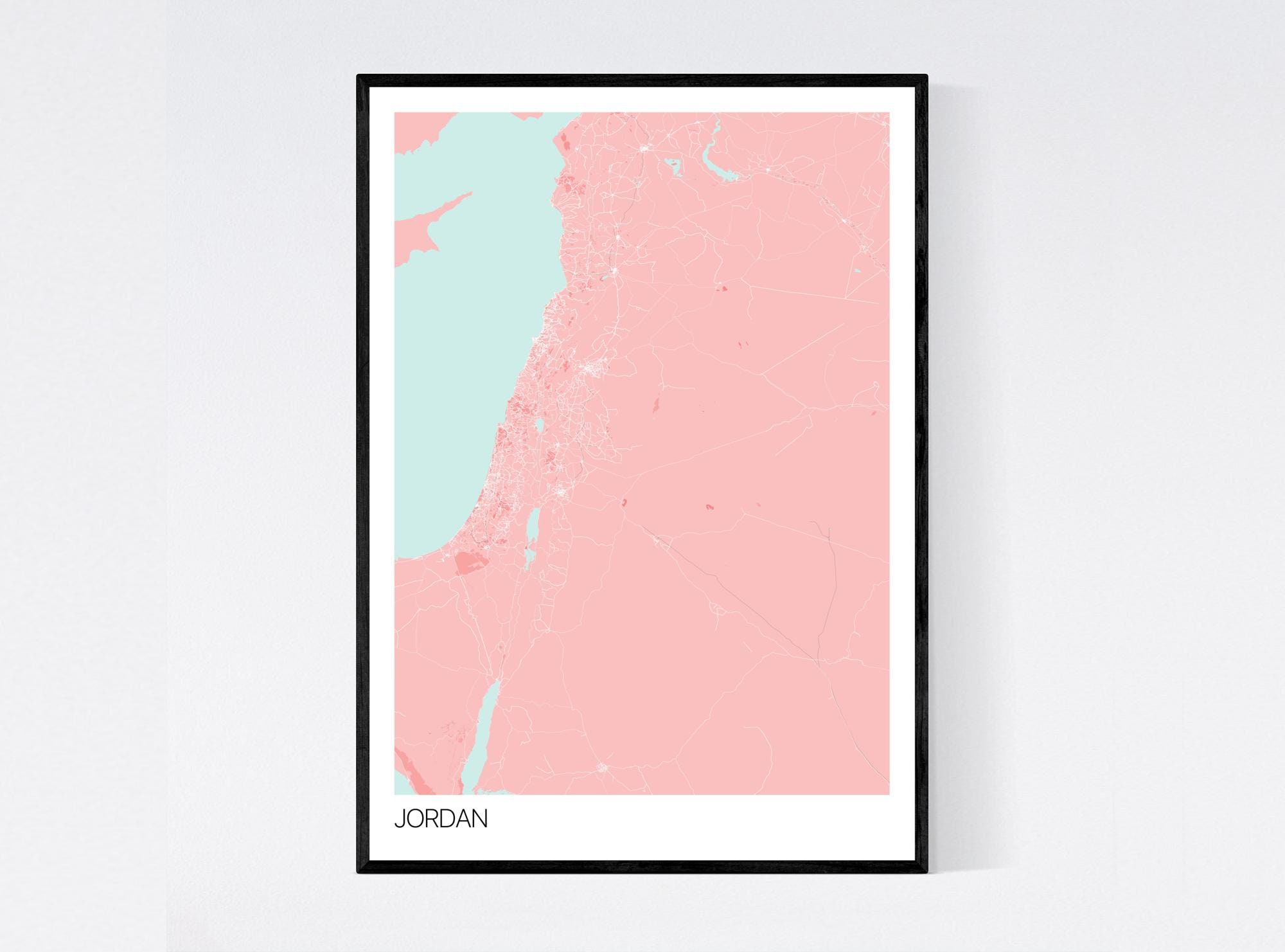 Jordan Map Art Print Many Styles Art Quality Paper Fast | Etsy