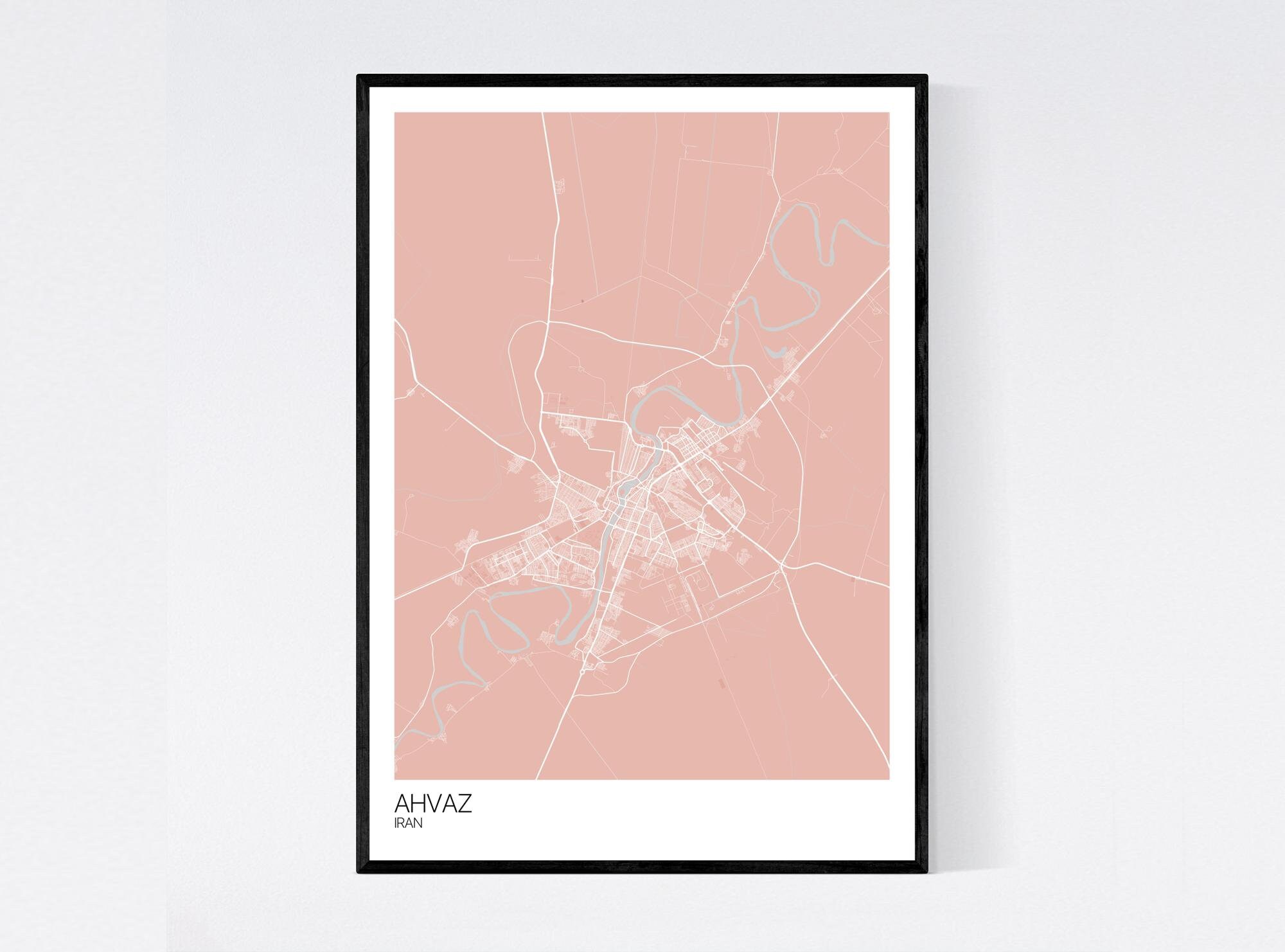 Ahvaz Iran Map Art Print Many Styles Art Quality Paper | Etsy