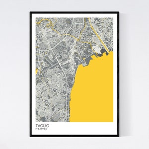 Taguig Philippines Map Art Print Many Styles Art Quality - Etsy