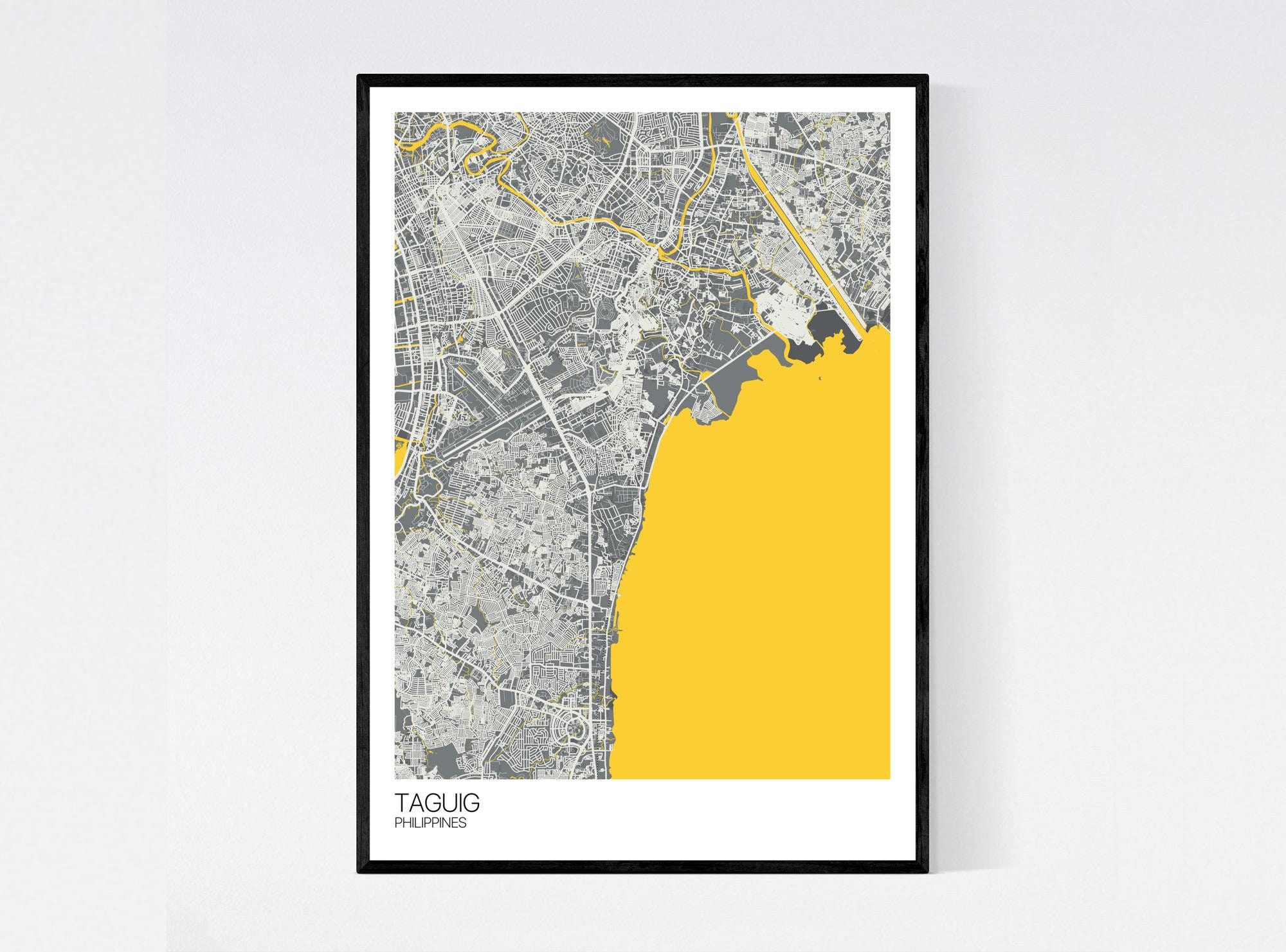 Taguig Philippines Map Art Print Many Styles Art Quality | Etsy