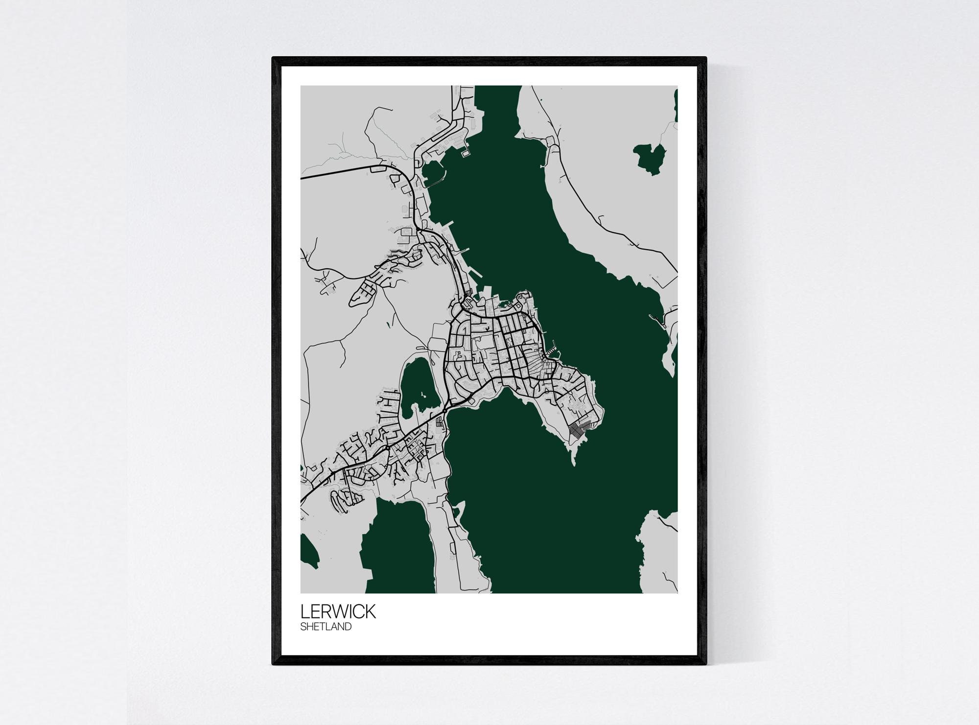Lerwick Shetland Map Art Print Many Colours 350gsm Art | Etsy