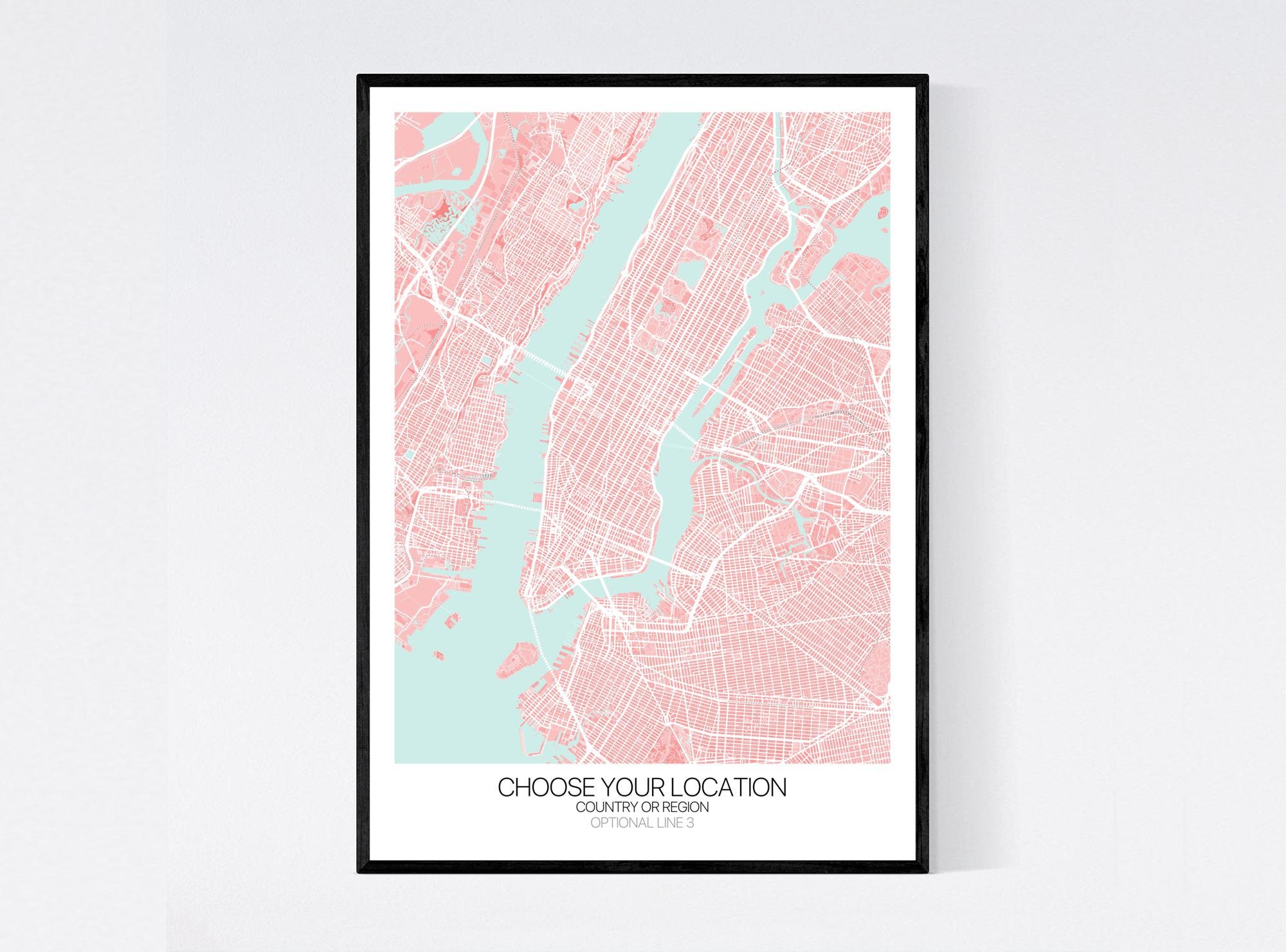 Custom Map with Centred Text Colour Options Choose Your | Etsy