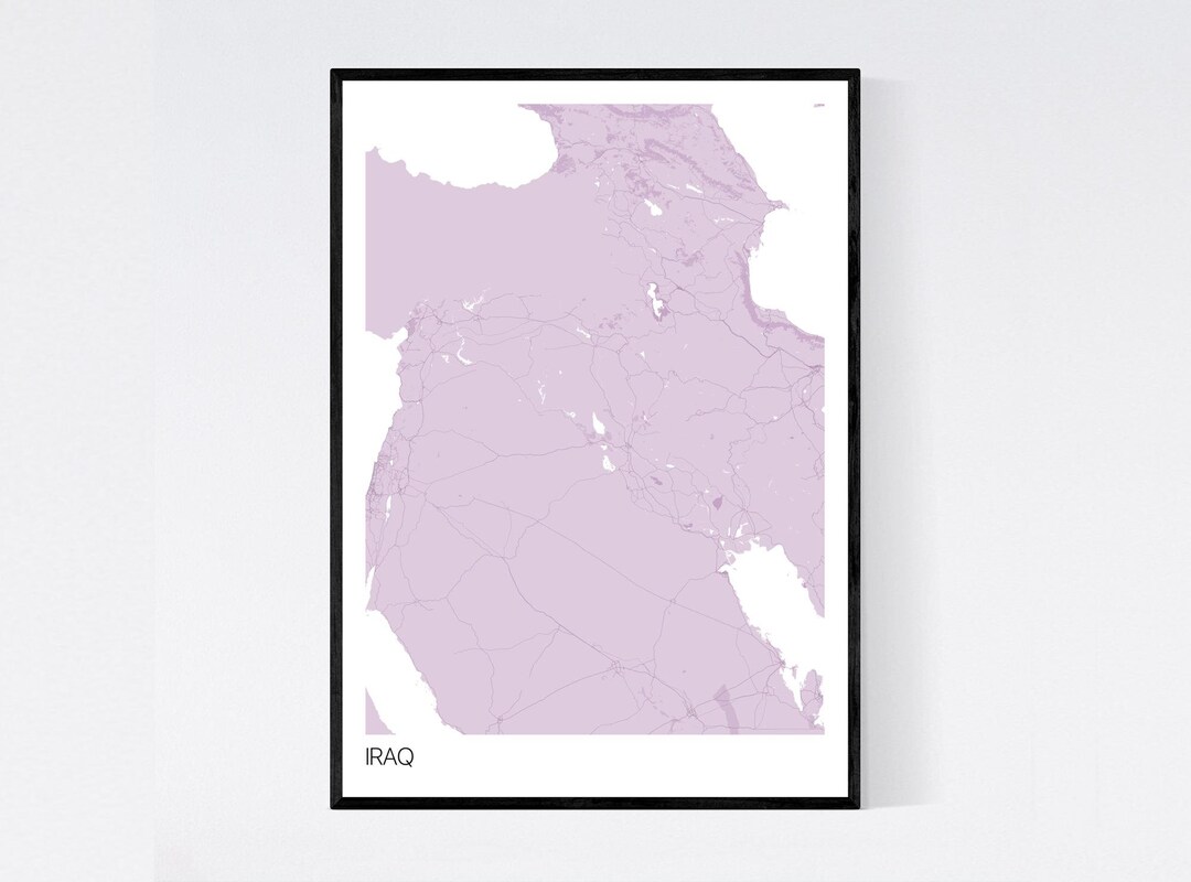 Iraq Country Map Art Print Many Styles Art Quality Paper Fast Delivery ...
