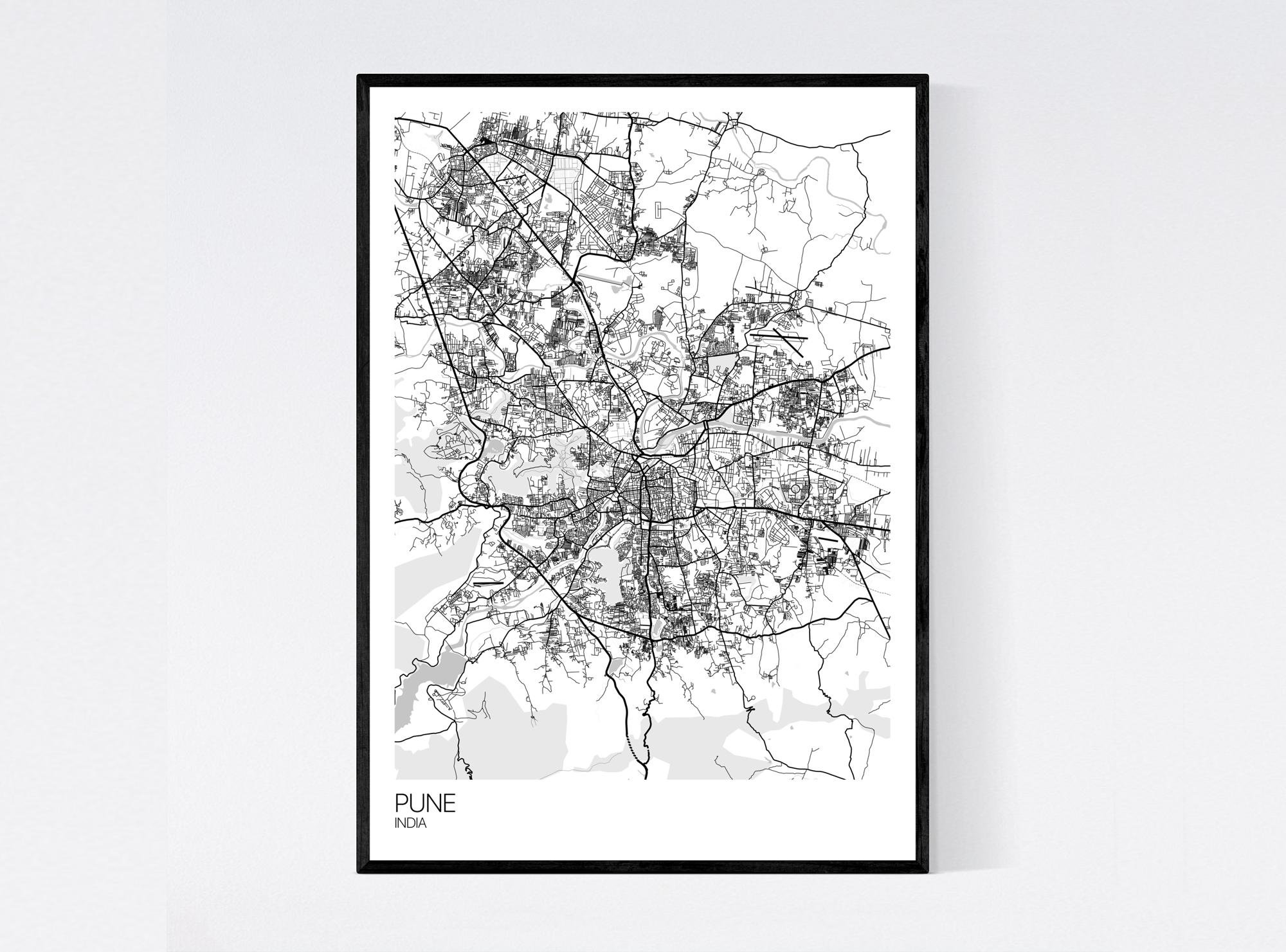 Pune India Map Art Print Many Styles Art Quality Paper | Etsy