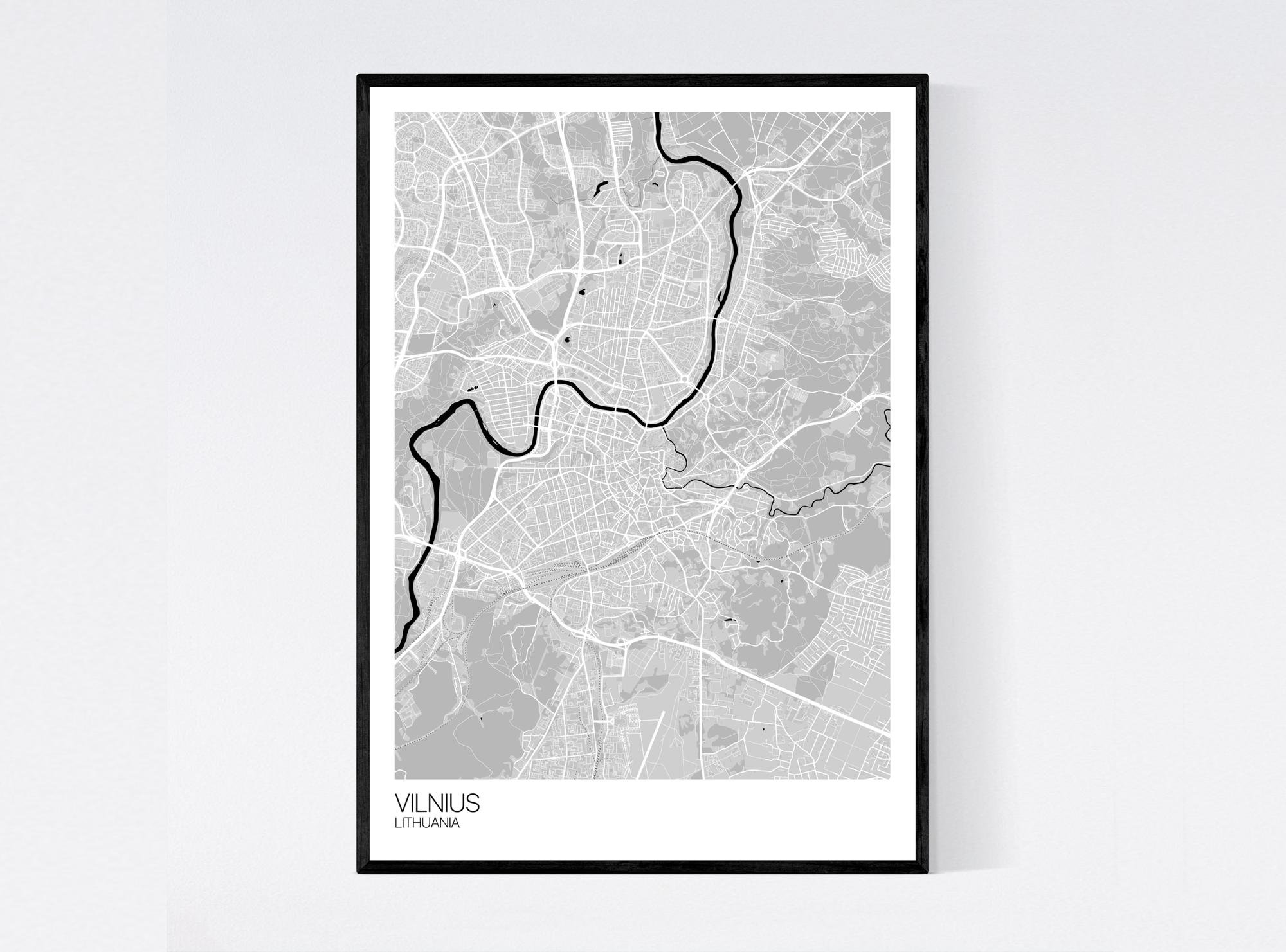 Vilnius Lithuania Map Art Print Many Styles 350gsm Art | Etsy