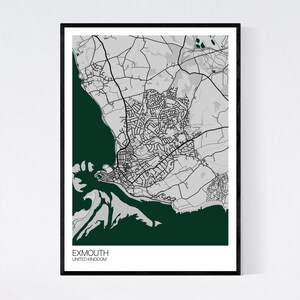 Exmouth United Kingdom Map Art Print Many Colours 350gsm - Etsy